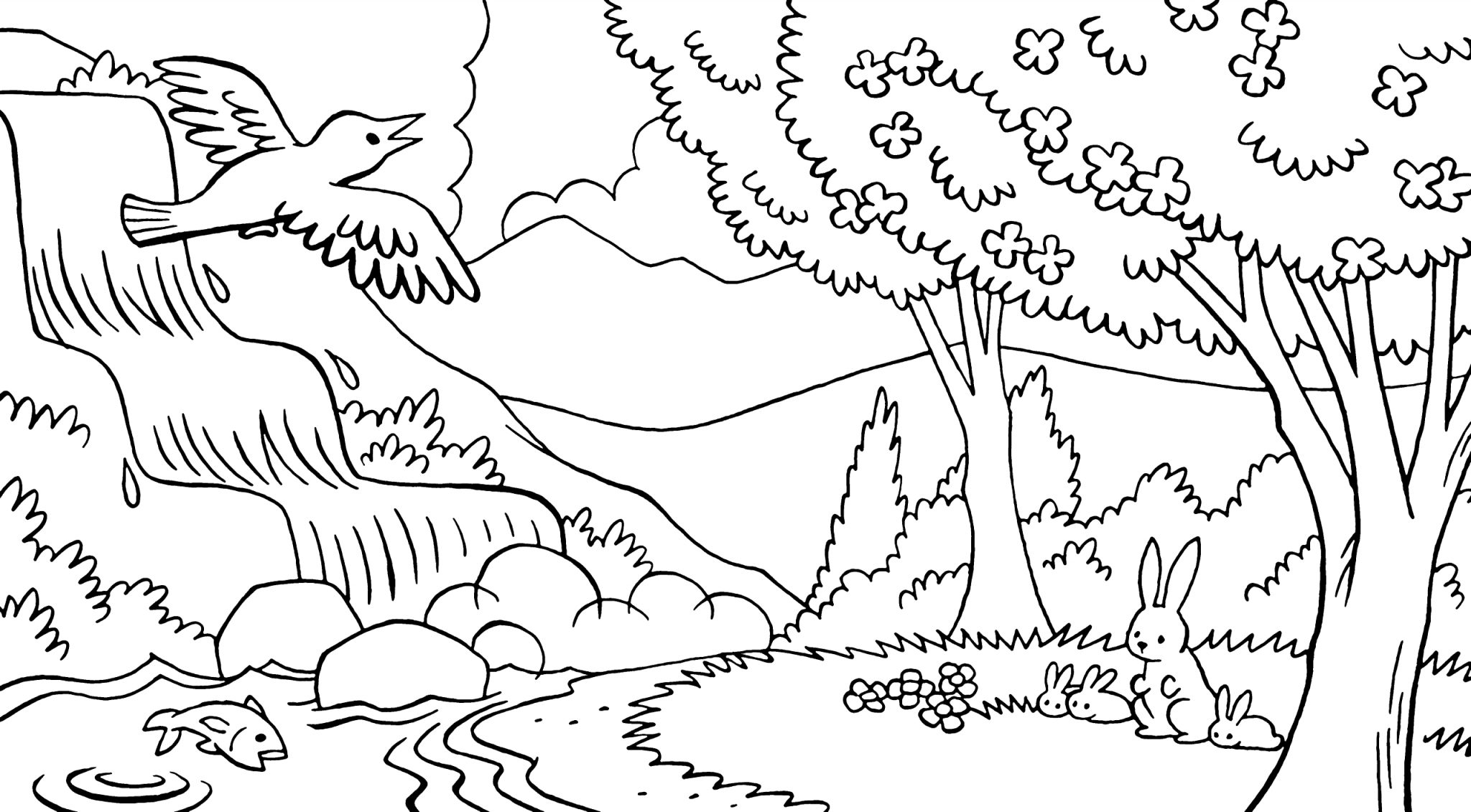 Coloriages Paysage Nature - Dessin Gratuit Anti-Stress n°1 - iColorify